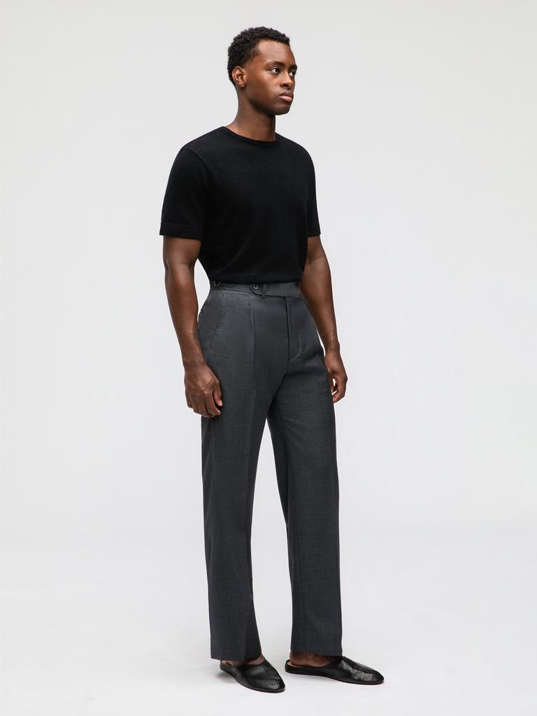 Grand Le Mar - Dark Grey Wool Trousers (Wide Fit) – Grand Lè Mar