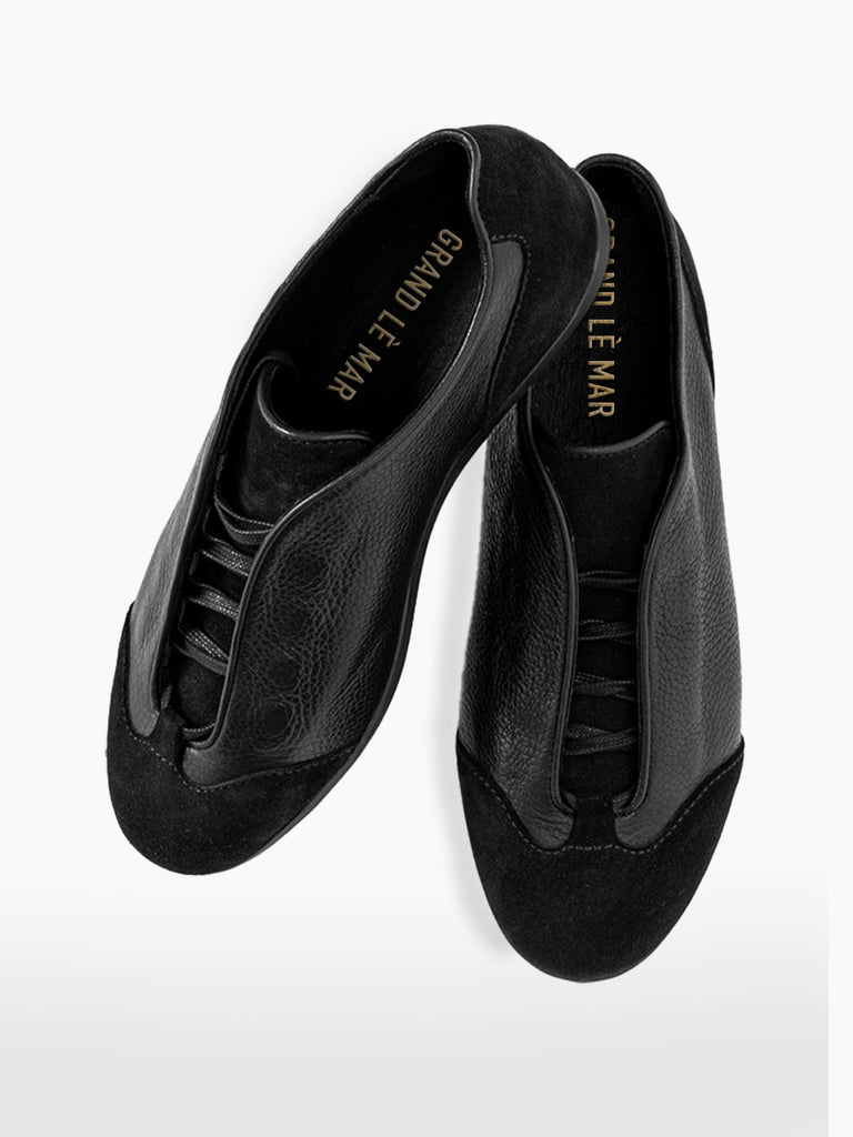 Grand Le Mar | Black Leather & Suede Trainers – Grand Lè Mar