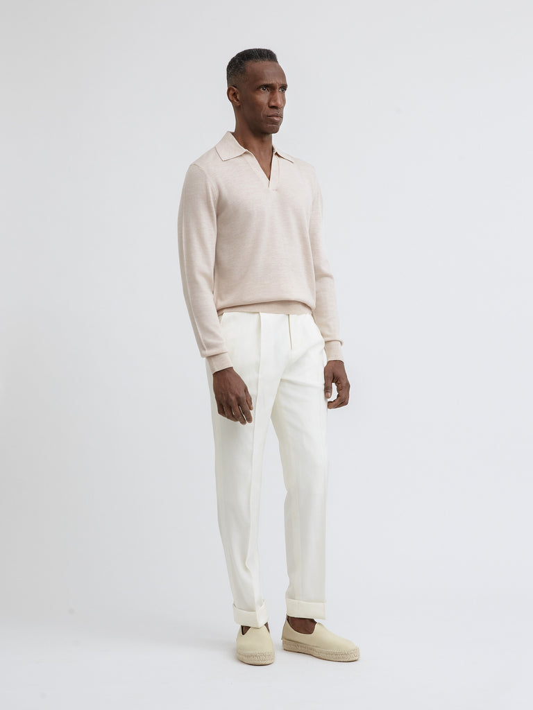 Grand Le Mar - Beige Merino Wool Polo – Grand Lè Mar